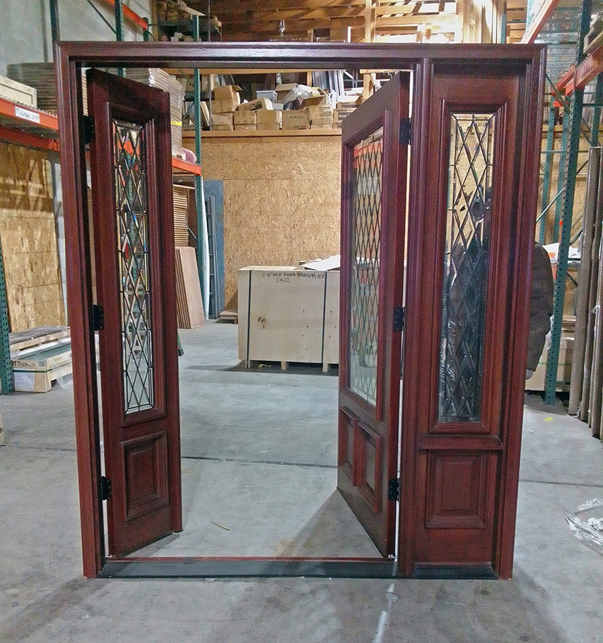 Exterior Mahogany Door with Venting and Active Sidelights pre-finished