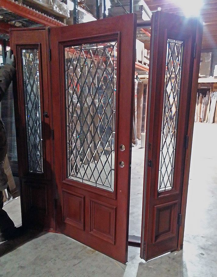 Exterior Mahogany Door with Venting and Active Sidelights pre-finished