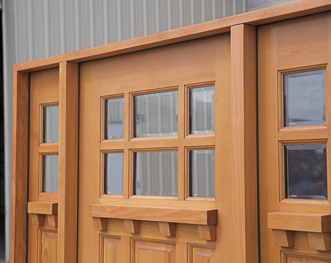 Exterior Douglas Fir Craftsman Doors with 14" Sidelights