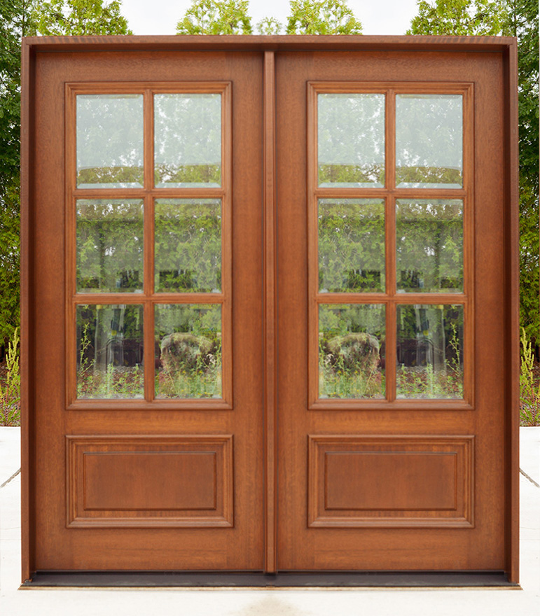 Exterior Double Doors - Solid Mahogany Wood Double Doors